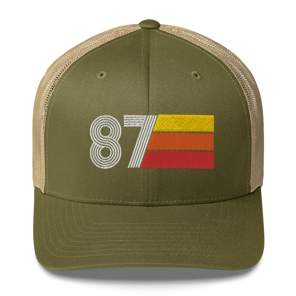 87 Number 1987 Birthday Retro Trucker Hat