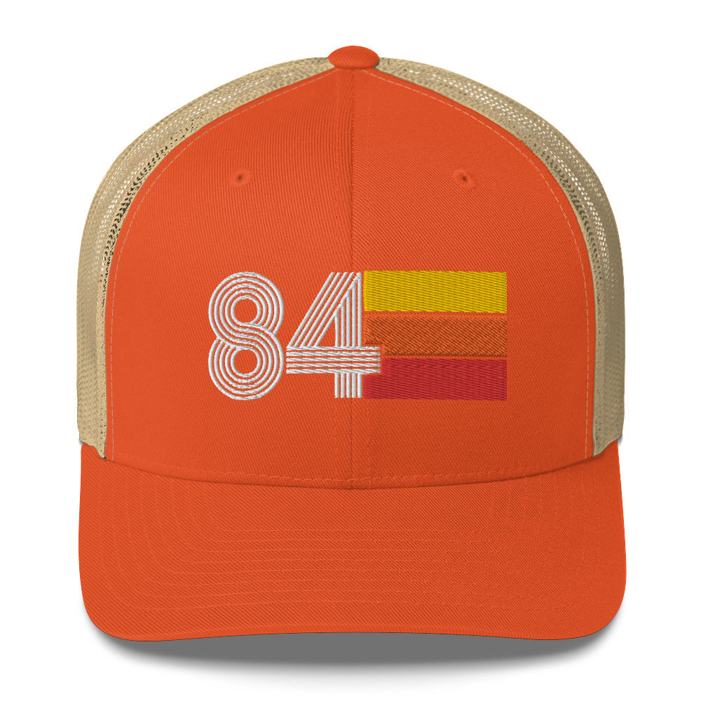 84 Number 1984 Birthday Retro Trucker Hat