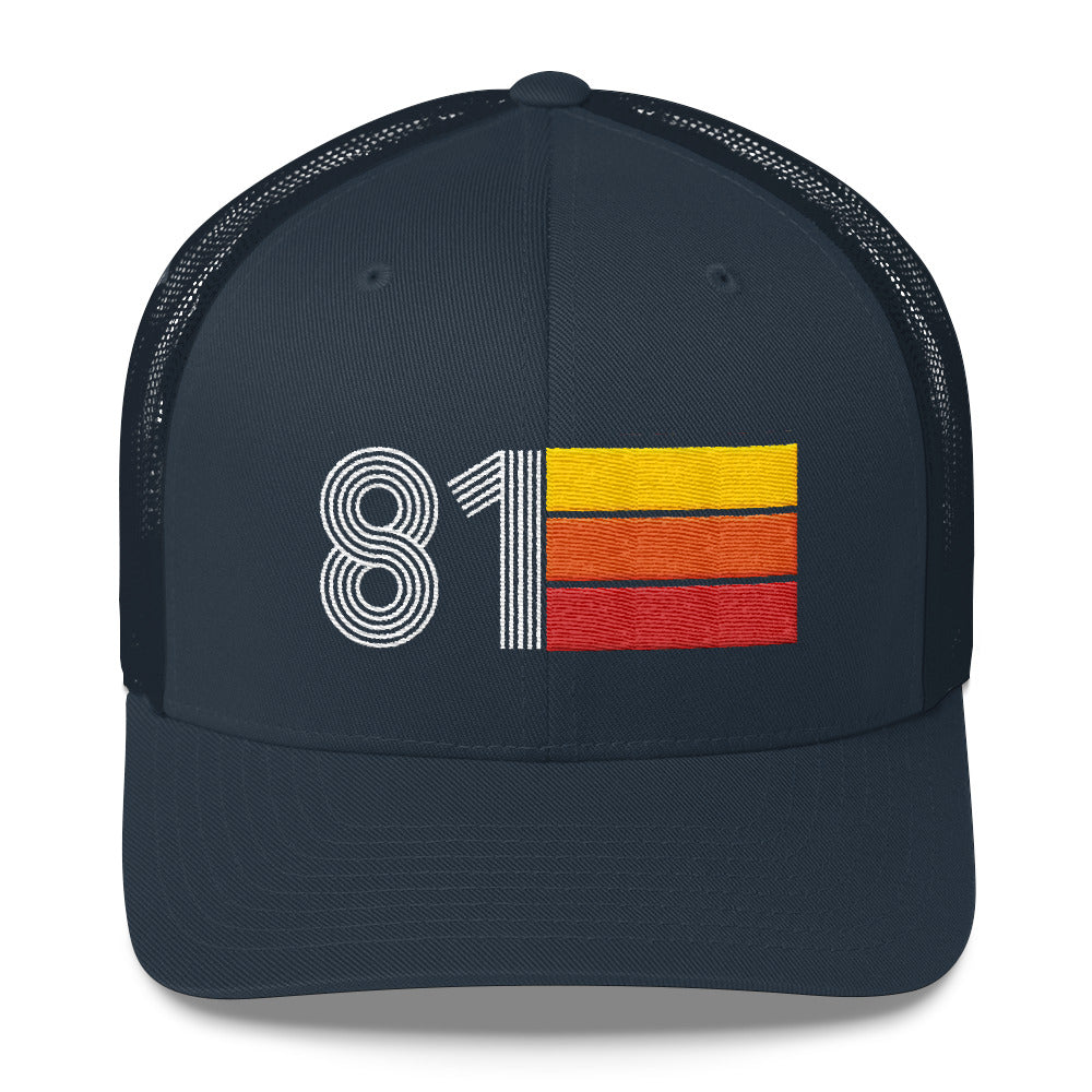 81 Number 1981 Birthday Retro Trucker Hat