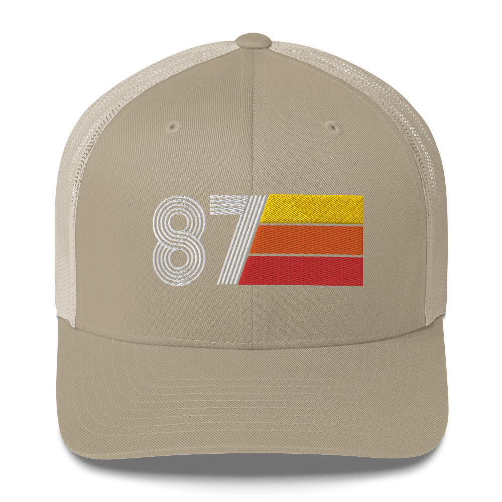 87 Number 1987 Birthday Retro Trucker Hat