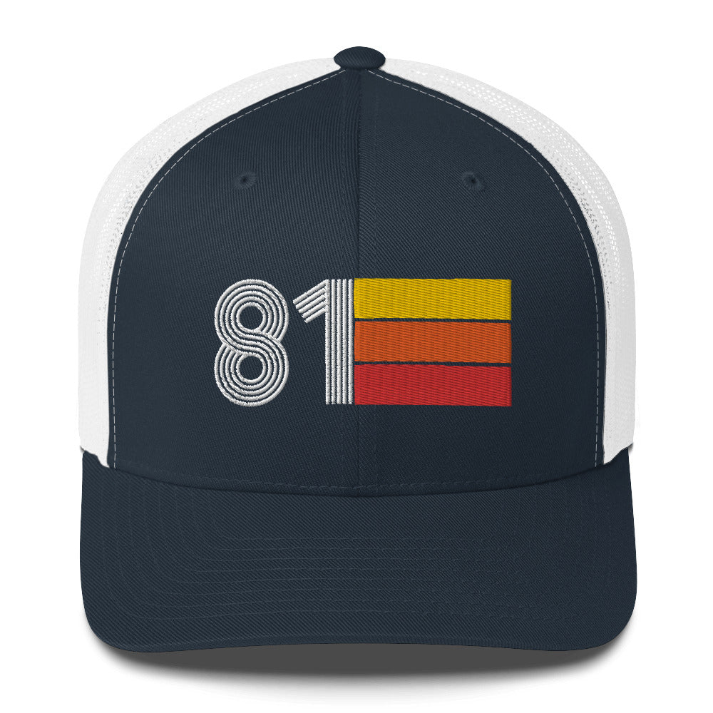 81 Number 1981 Birthday Retro Trucker Hat